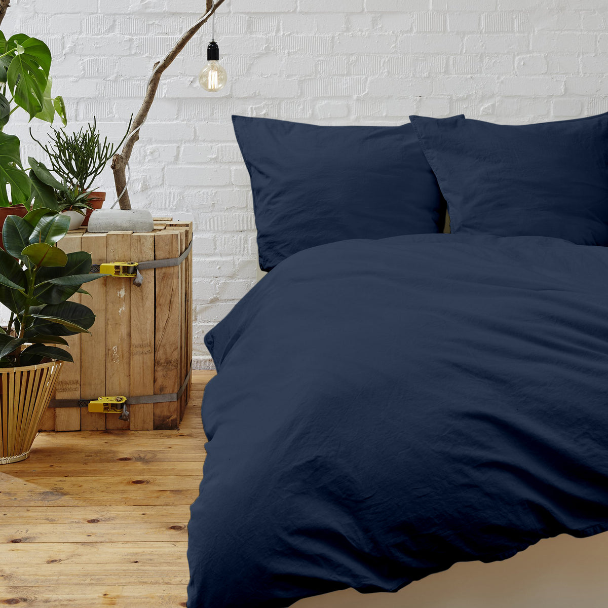 Cypress Linen 1800 Series 3-Piece Navy Duvet Set